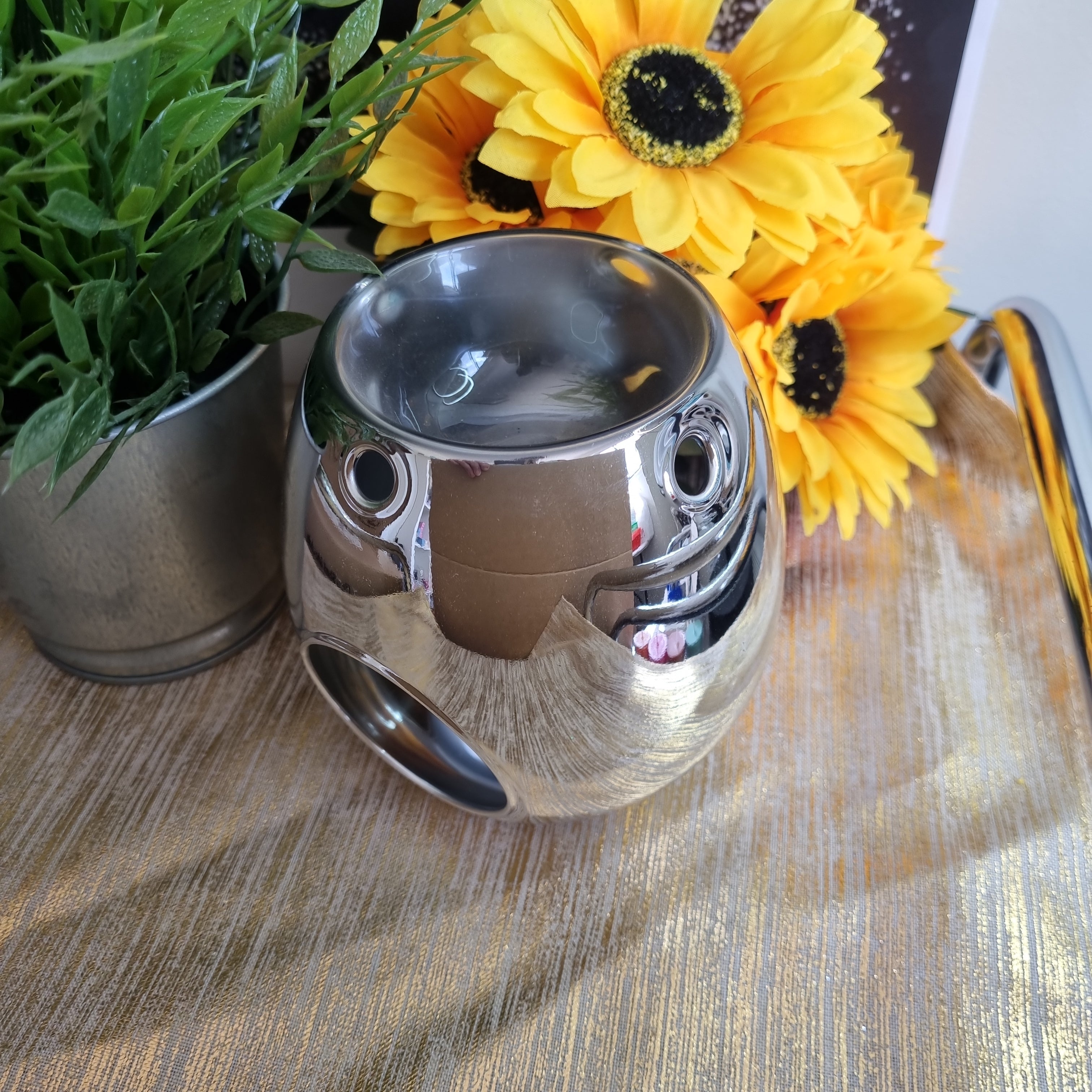 Electroplated Silver Tealight Wax Burner – Glitter Bay Melts